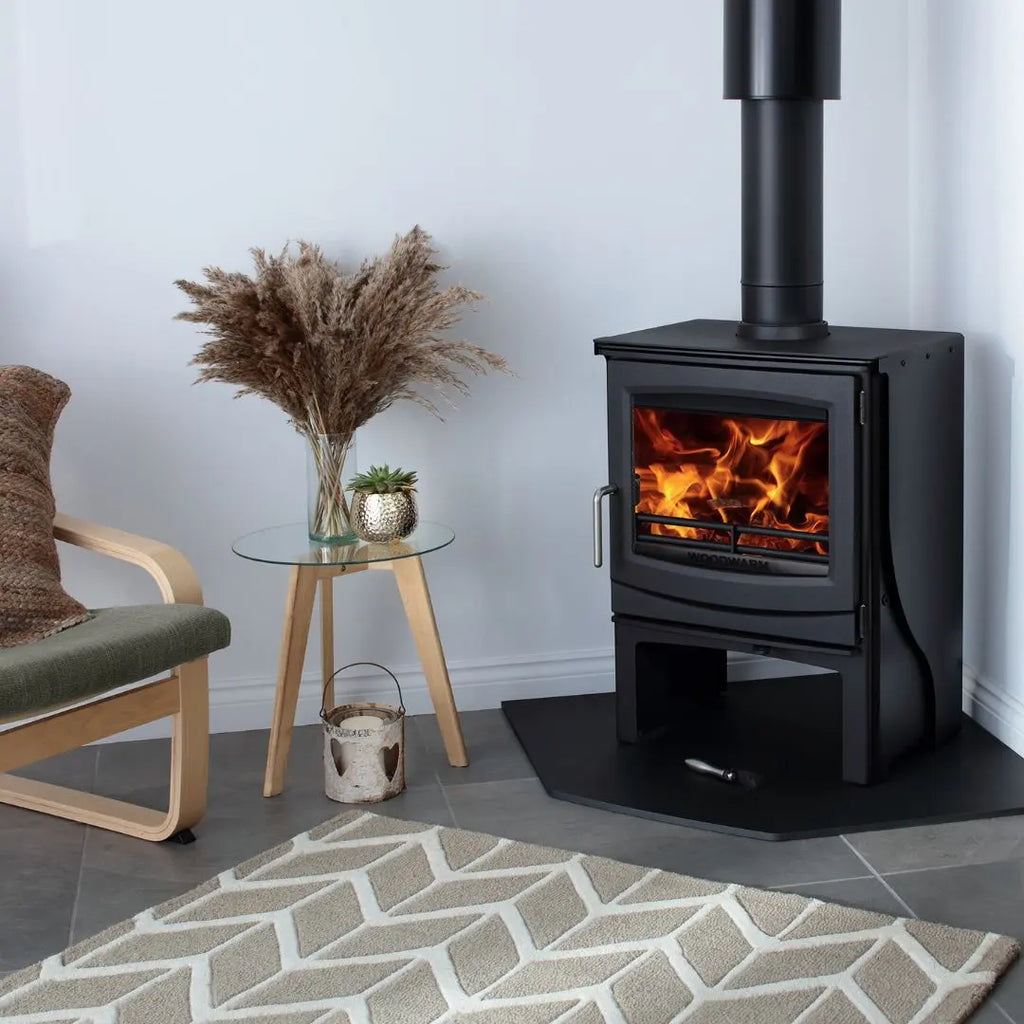 Woodwarm Fireview Eco Contemporary Logstore Multi Fuel Stove - 5kW | Calido
